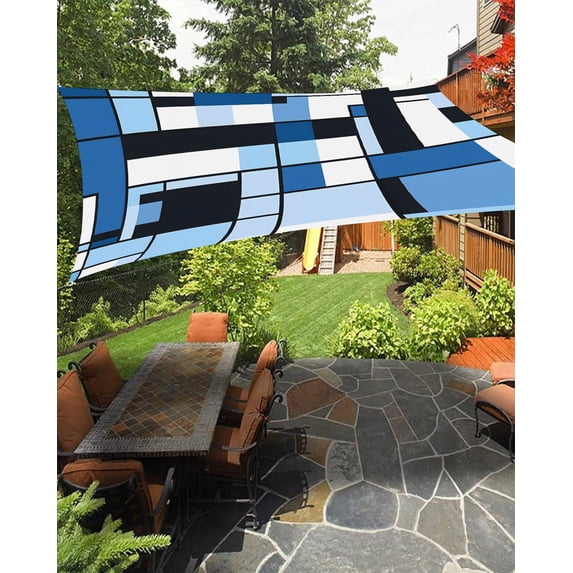 Abstract Sun Shade Sail 14'X18' Medieval Blue Black Geometrical UV ...