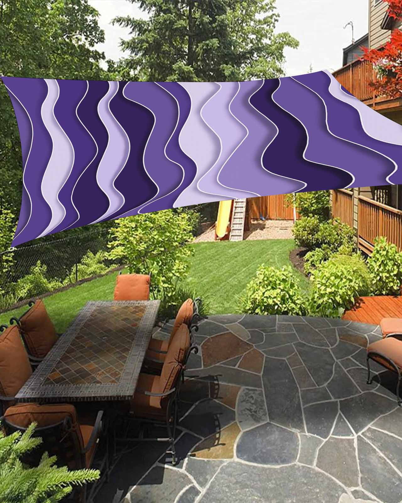 Abstract Sun Shade Sail 14'X18' Purple Gradient Waves Beach Lines UV ...