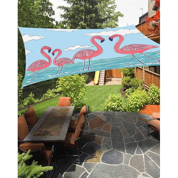 Abstract Sun Shade Sail 14'X18' Watercolor Blue Sea Clouds Pink ...