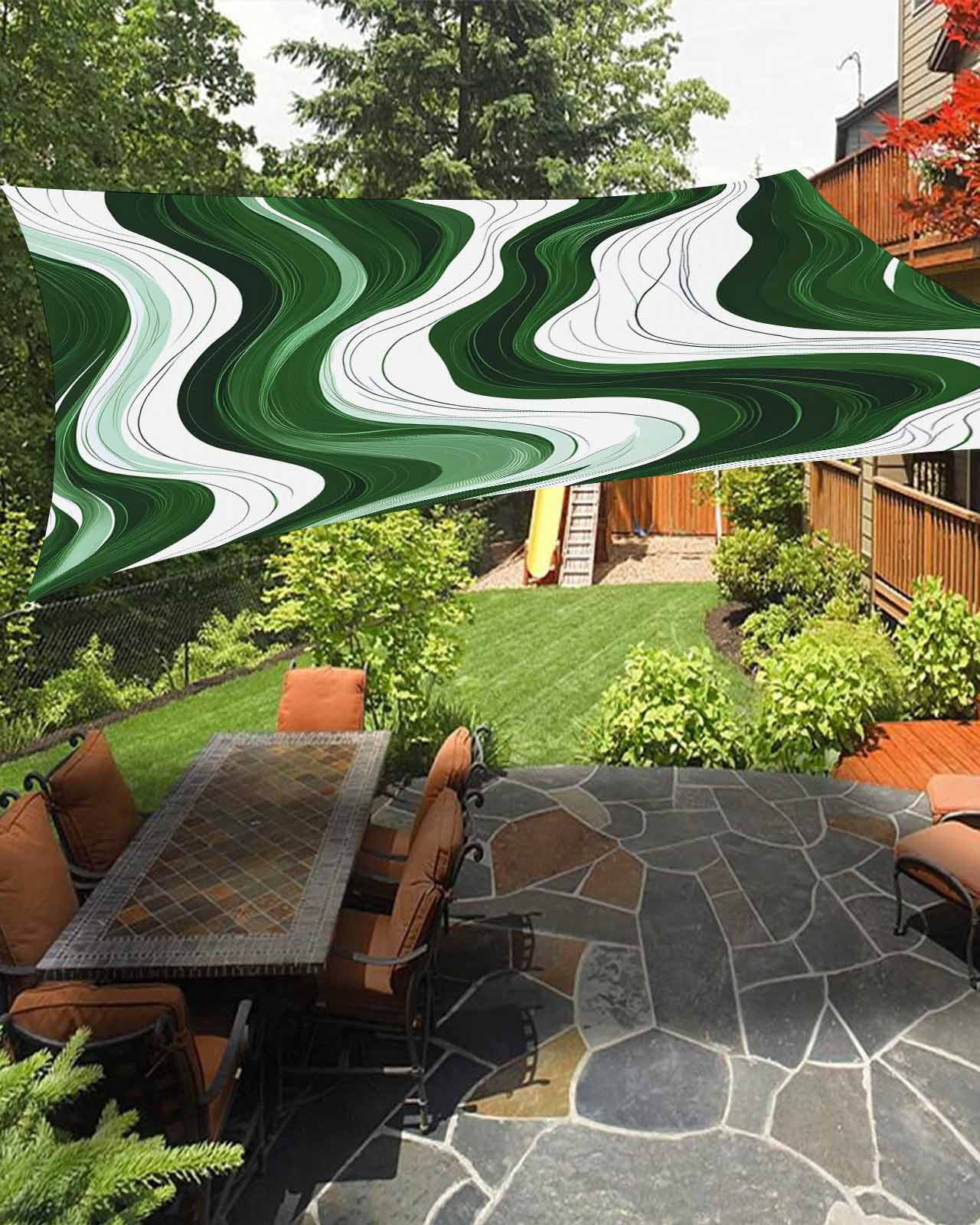 Abstract Sun Shade Sail 14'X18' Wavy Lines Green and White Gradient ...