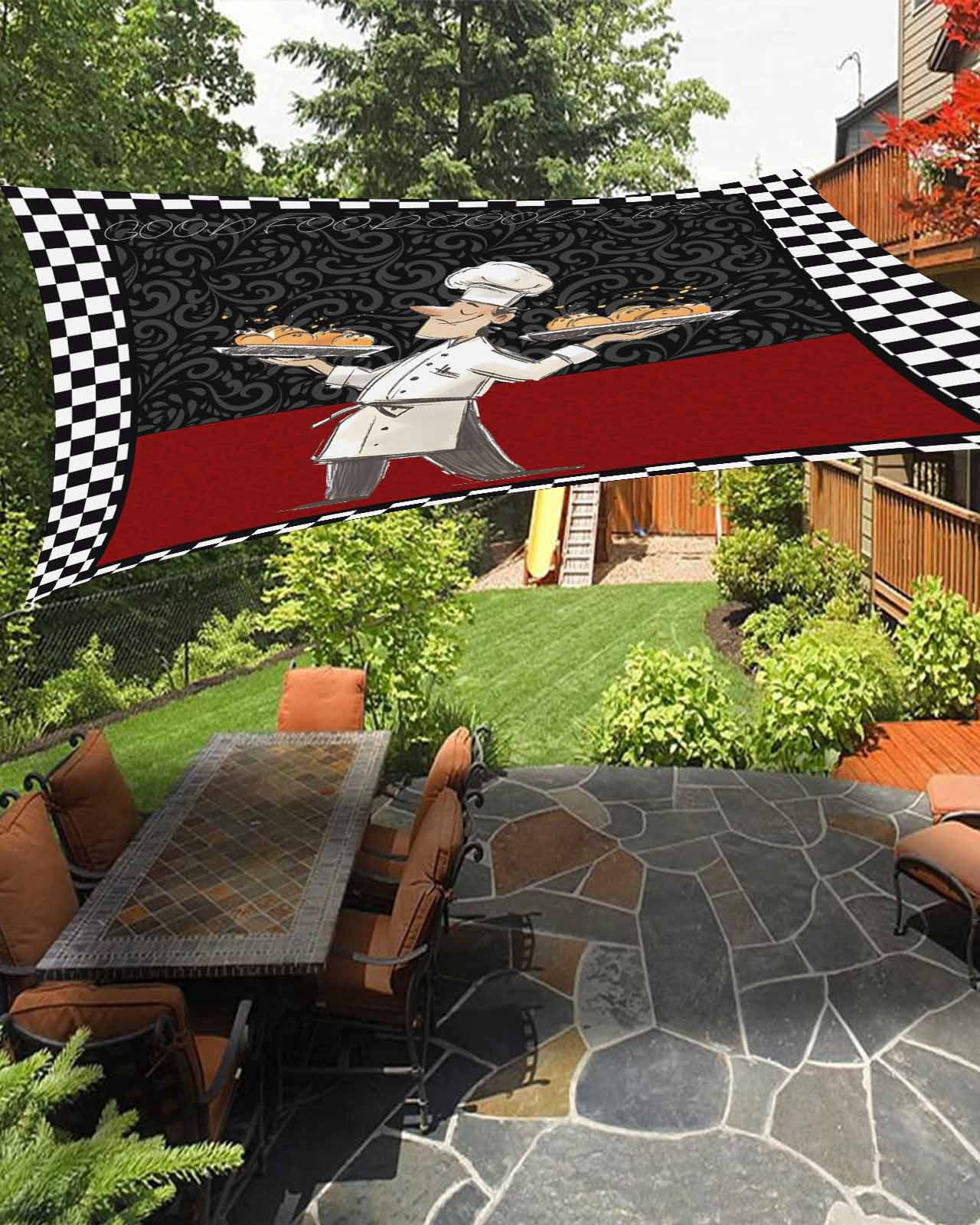 Abstract Sun Shade Sail 6.5'X10' Cartoon Style Chef Bread White Black ...
