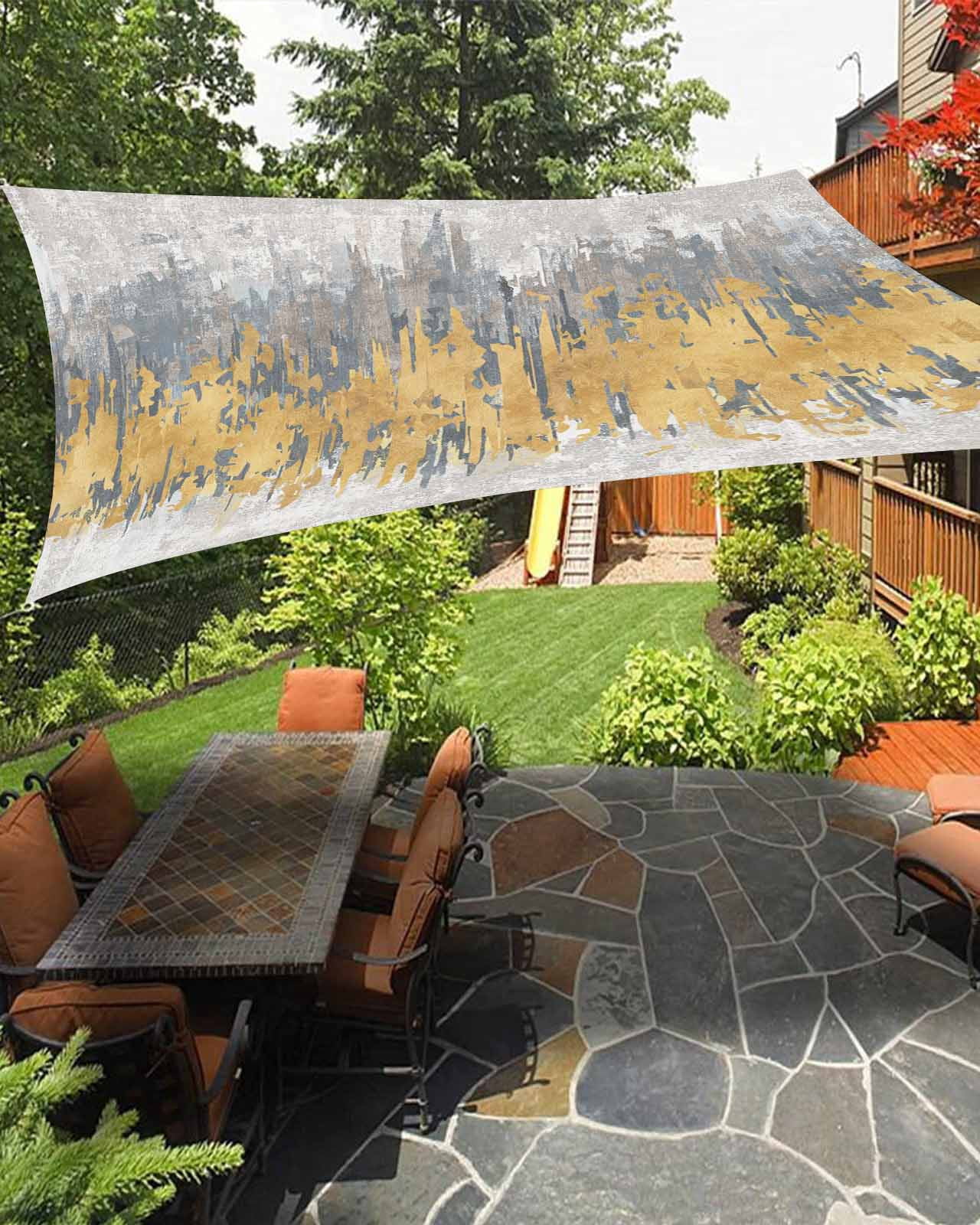 Abstract Sun Shade Sail 6.5'X10' Yellow Grey Graffiti Silhouette Art ...