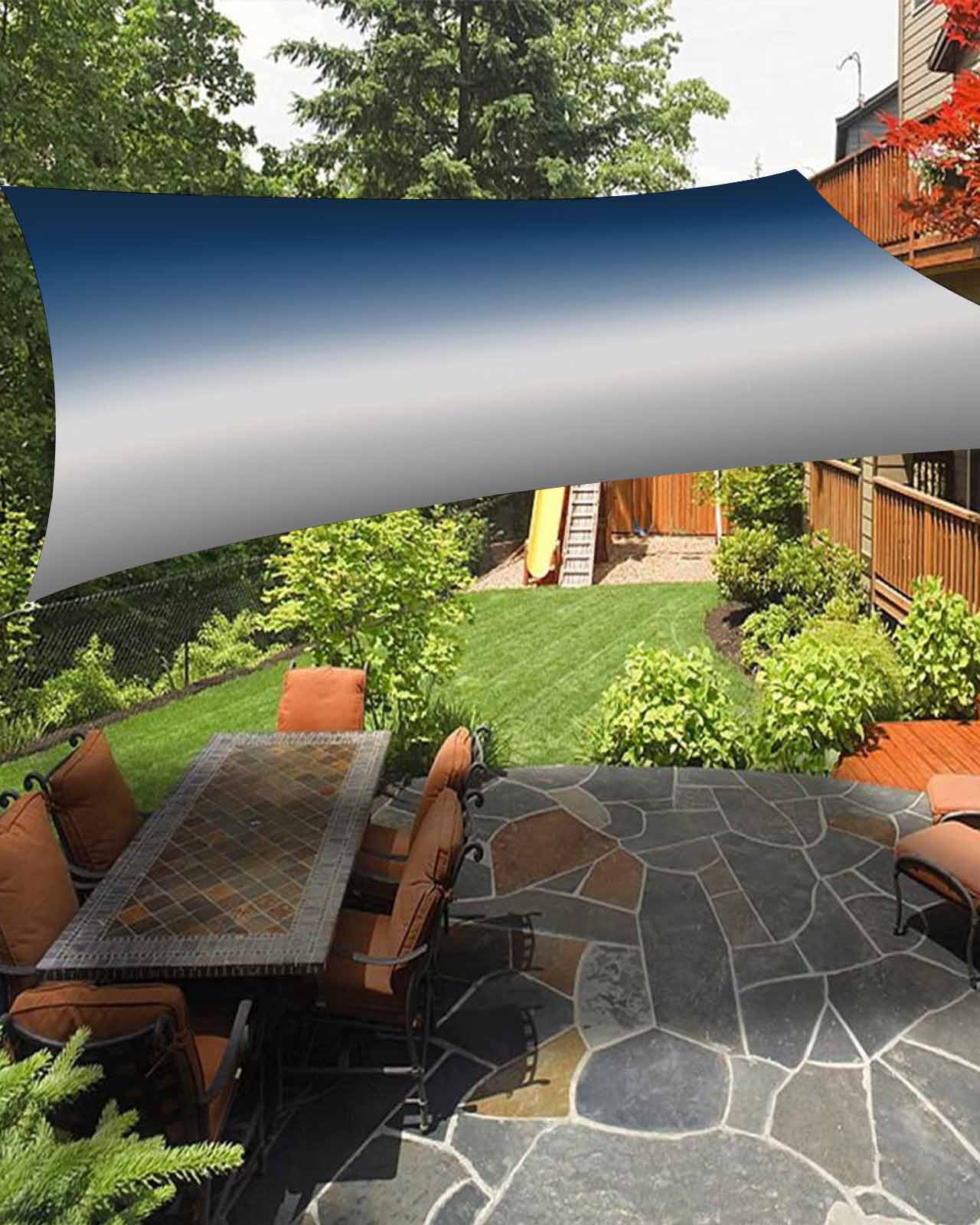 Abstract Sun Shade Sail 8'X10' Blue Grey Gradient Modern Art UV Block ...