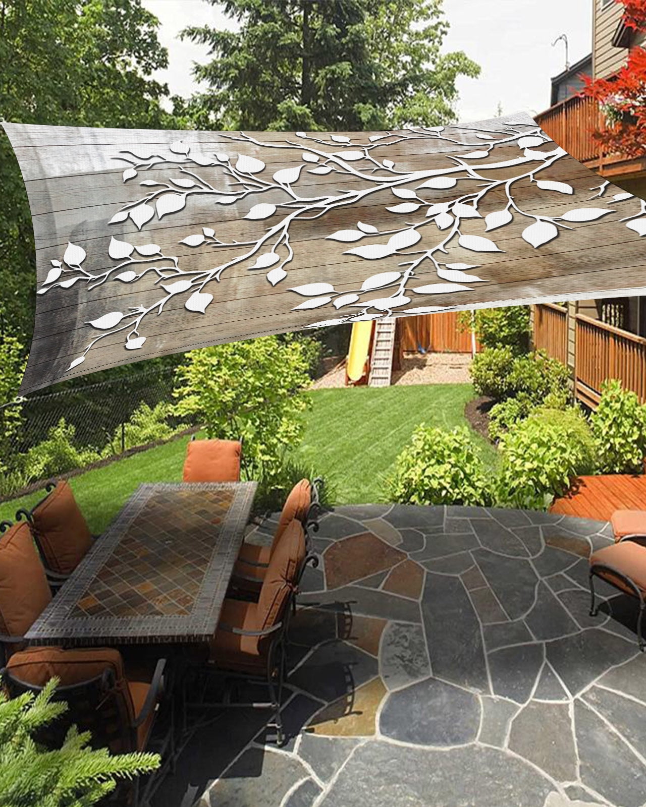 Abstract Sun Shade Sail 8'X10' Branches Silhouette Brown Wood Texture ...