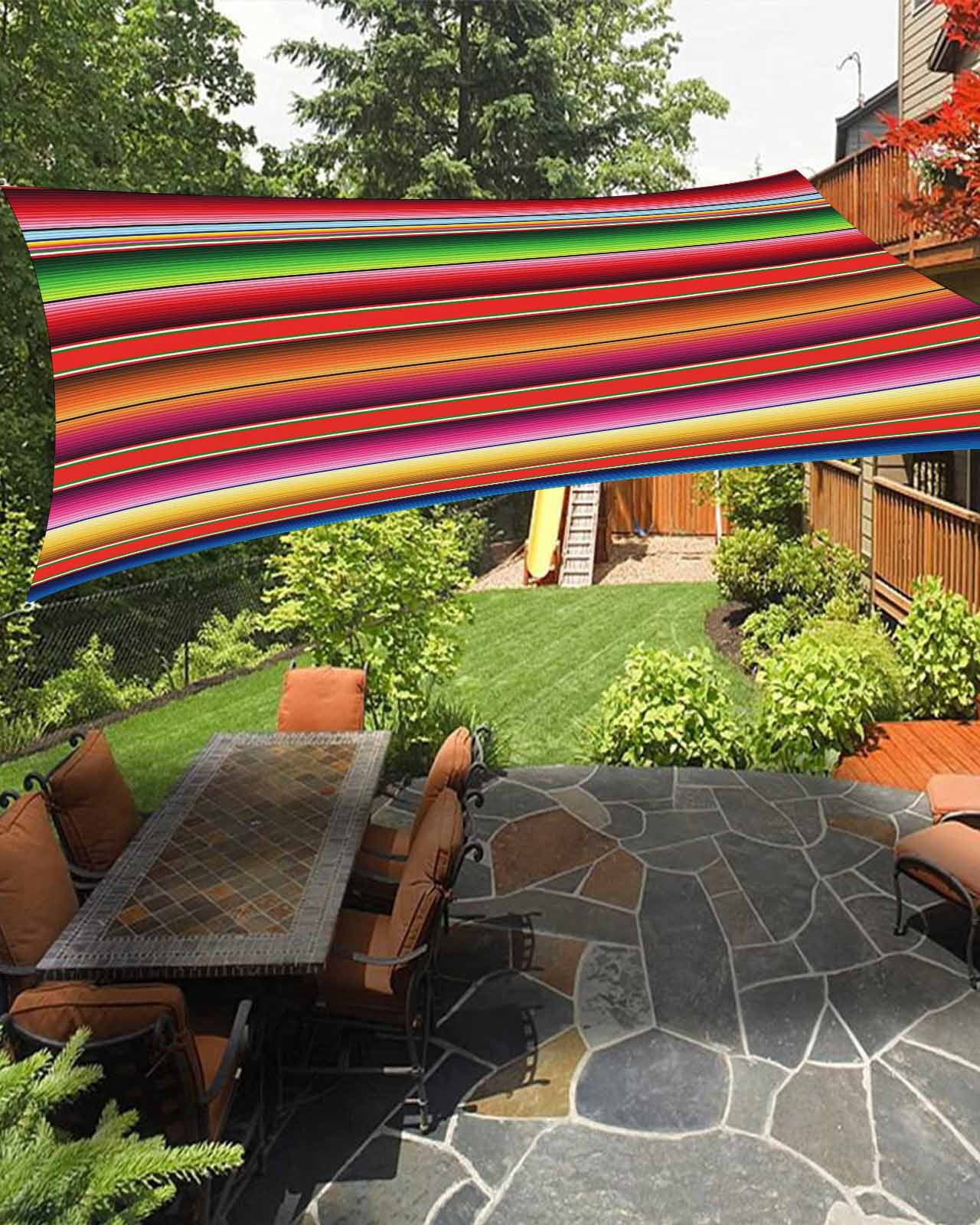 Abstract Sun Shade Sail 8'X10' Colorful Mexican Stripe Pattern Orange ...