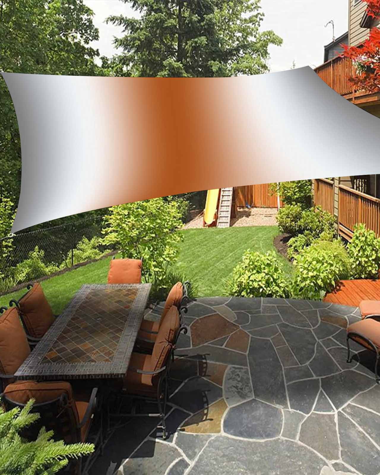 Abstract Sun Shade Sail 8'X10' Dark Gray Orange Gradient Ombre UV Block ...