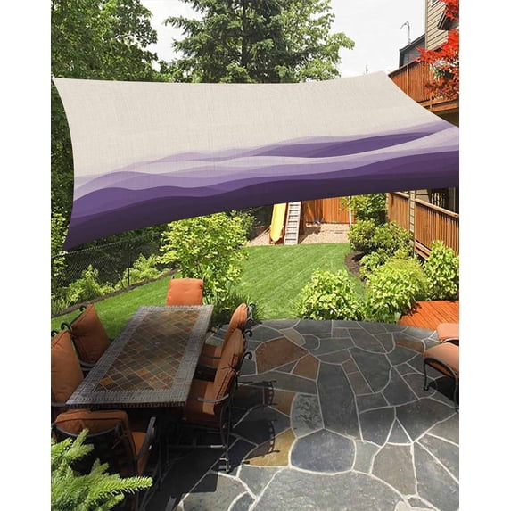 Abstract Sun Shade Sail 8'X10' Minimalist Purple Wave Linen Texture UV ...
