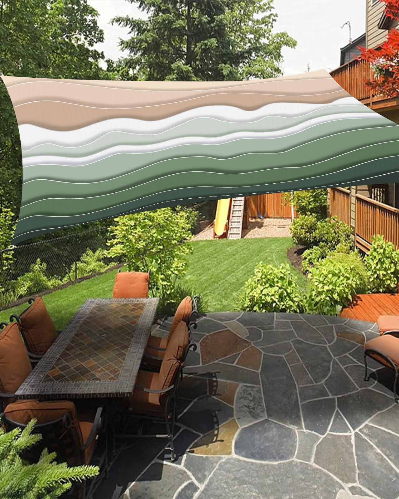 Abstract Sun Shade Sail 8'X10' Sage Green Brown Gradient Waves Beach ...