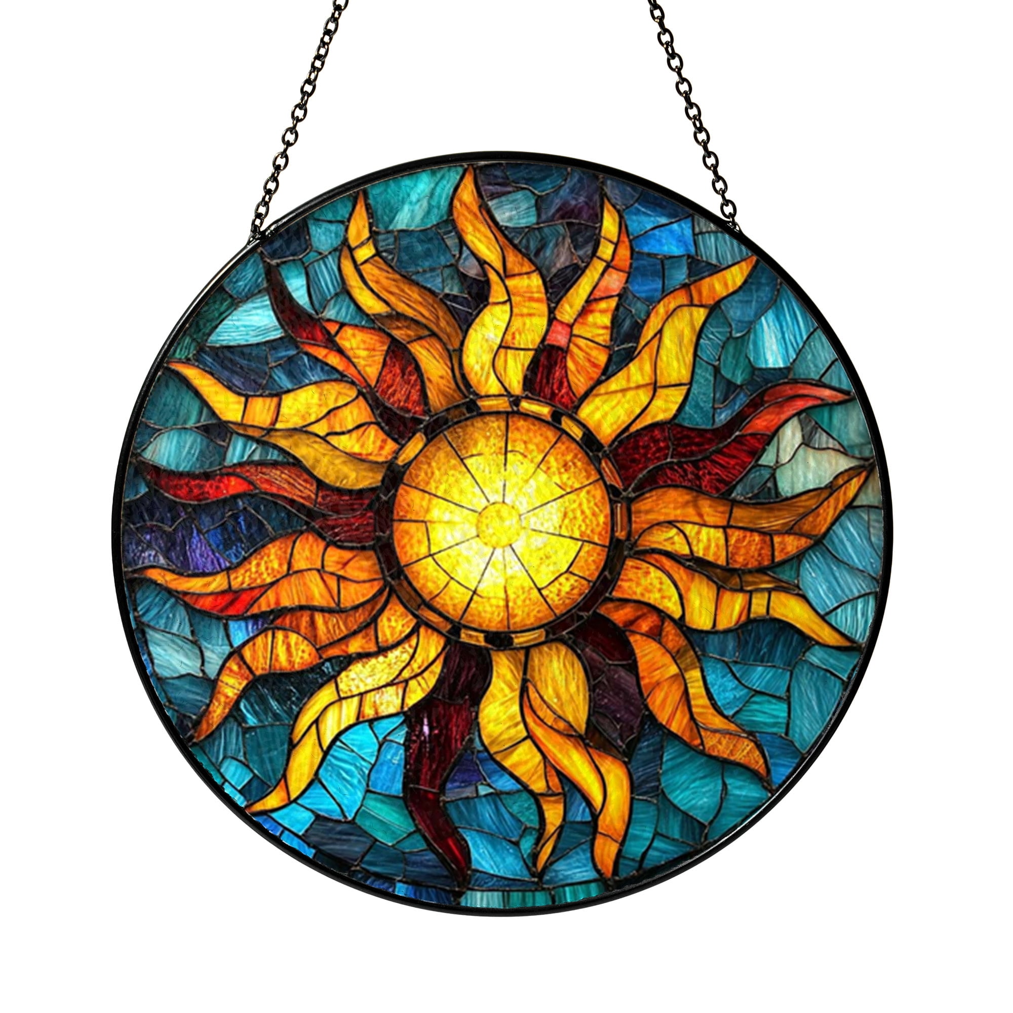 Abstract Sun Stained Glass Suncatcher – Aesthetic Window Art - Walmart.com