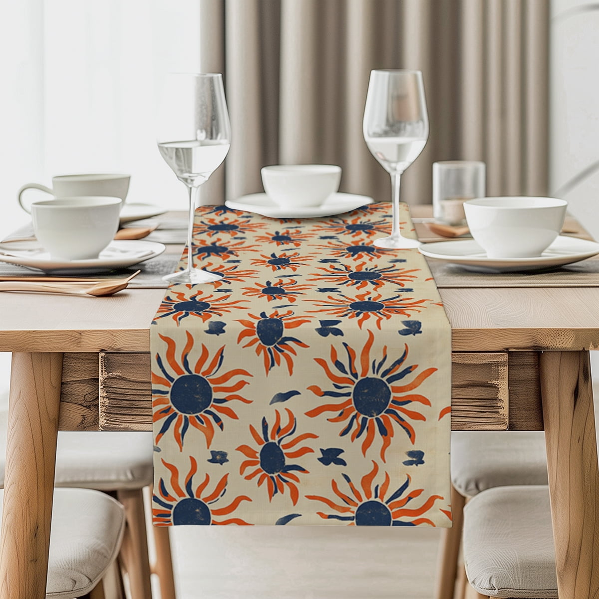 Abstract Sun Table Runner Dresser r for Kitchen Holiday Party Table ...