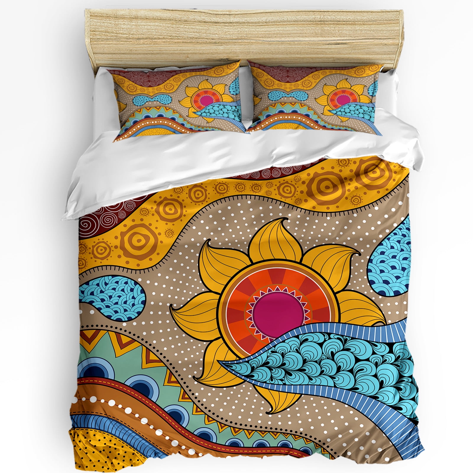 Abstract Sun Waves Duvet Cover Bed Bedding Set For Double Home Textile ...