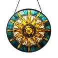 Abstract Sunburst Round Window Decor – Stained Glass Style Suncatcher ...
