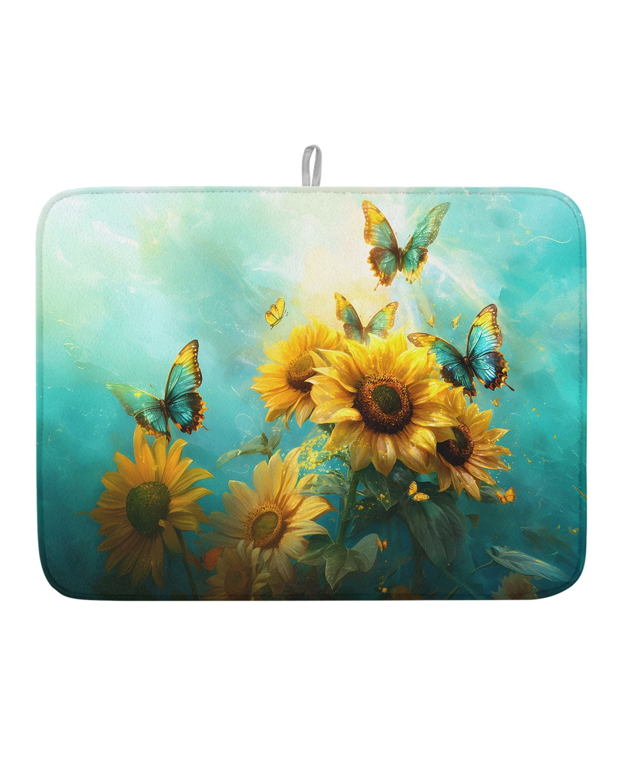 Abstract Sunflower Butterfly Dish Drying Mats for Kitchen Counter ...