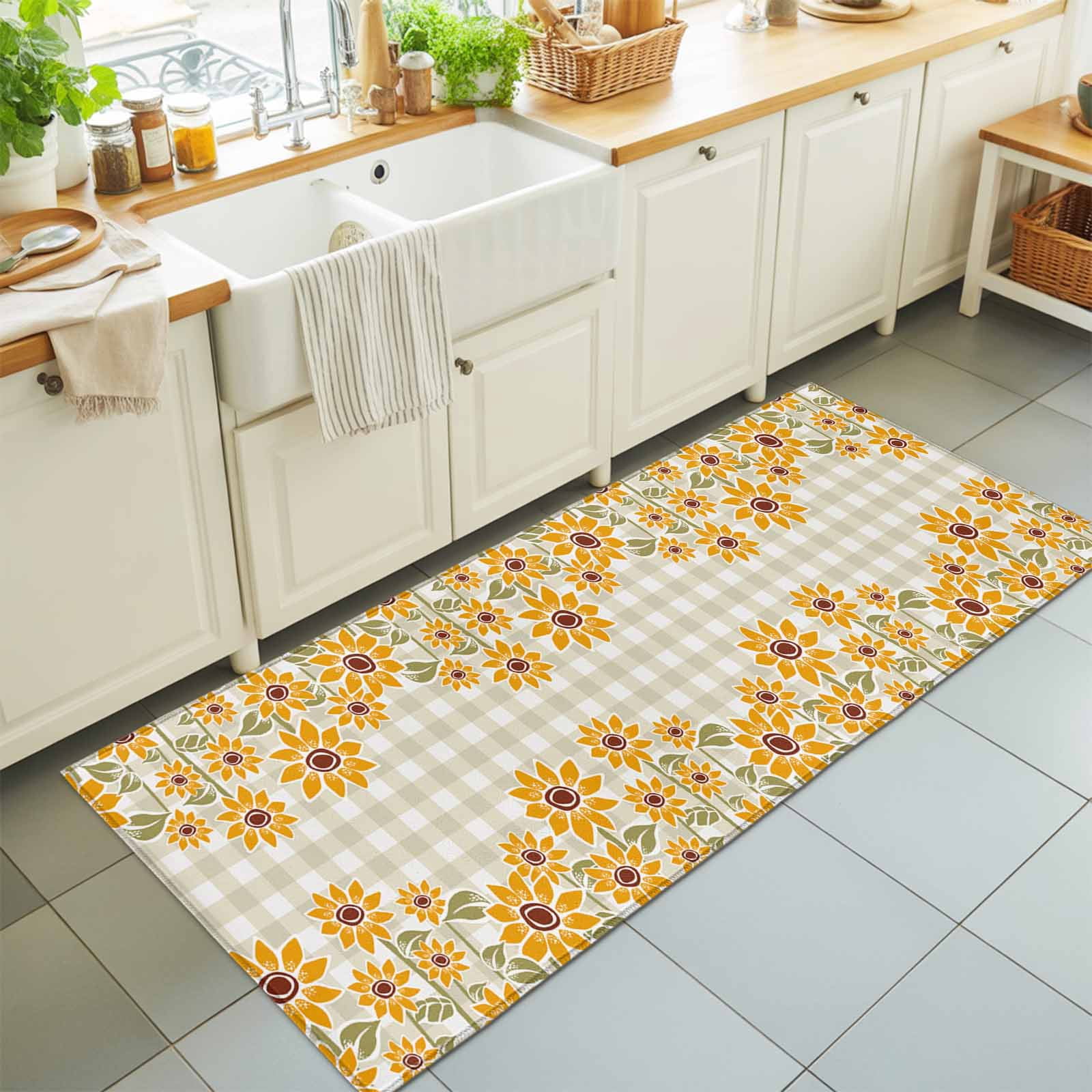 Abstract Sunflower Farm Floral Rectangle Area Rug 2x6ft,Living Room Rug ...