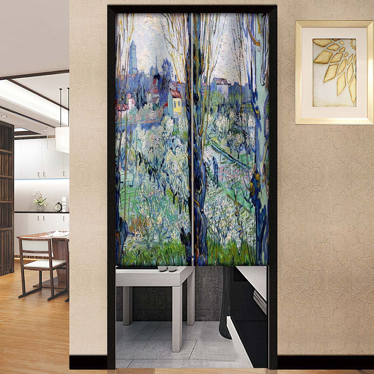 Abstract Sunflower Oil Painting Door Curtains Nordic Style Japanese ...