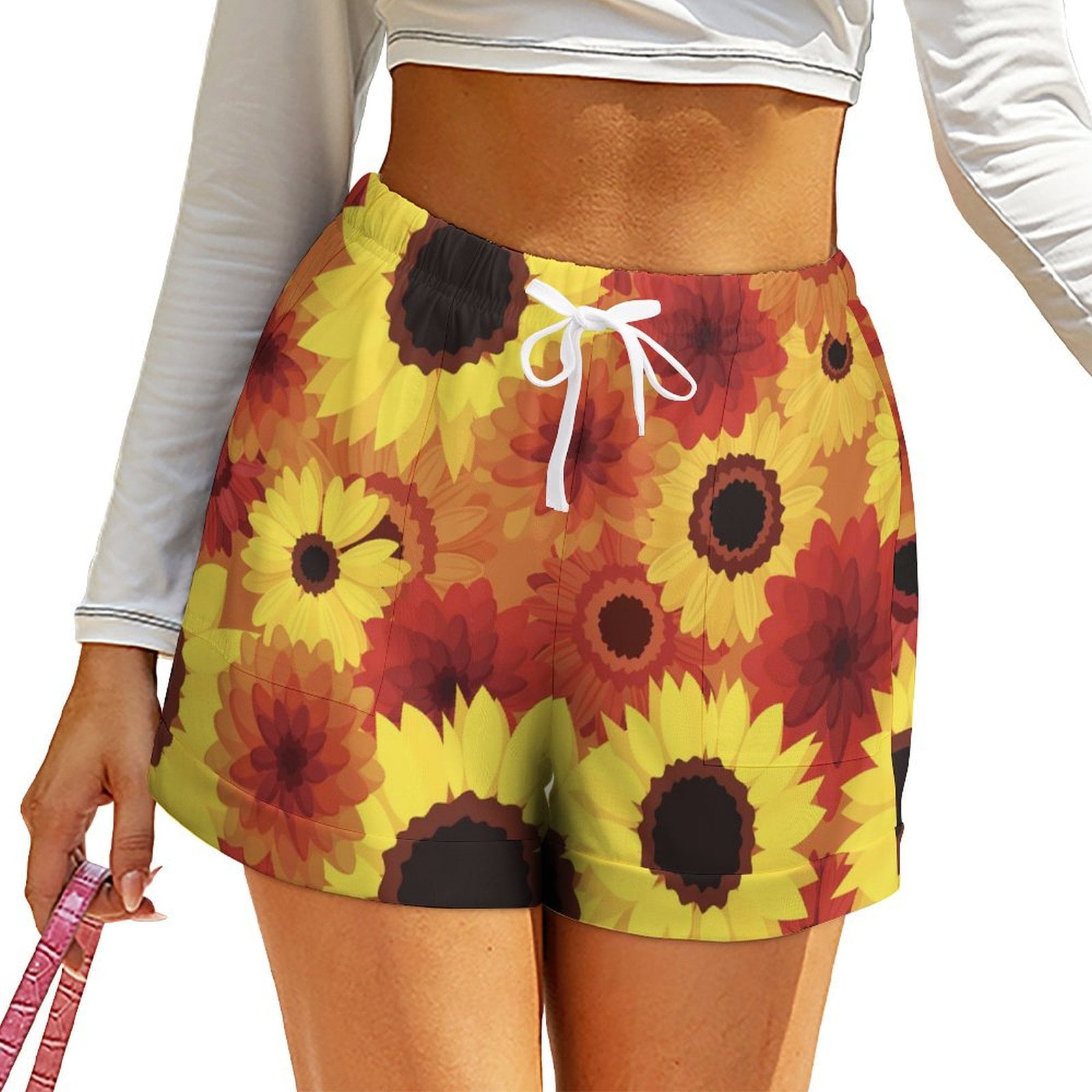 Abstract Sunflower Shorts Striped Print Oversize Street Wear Shorts ...