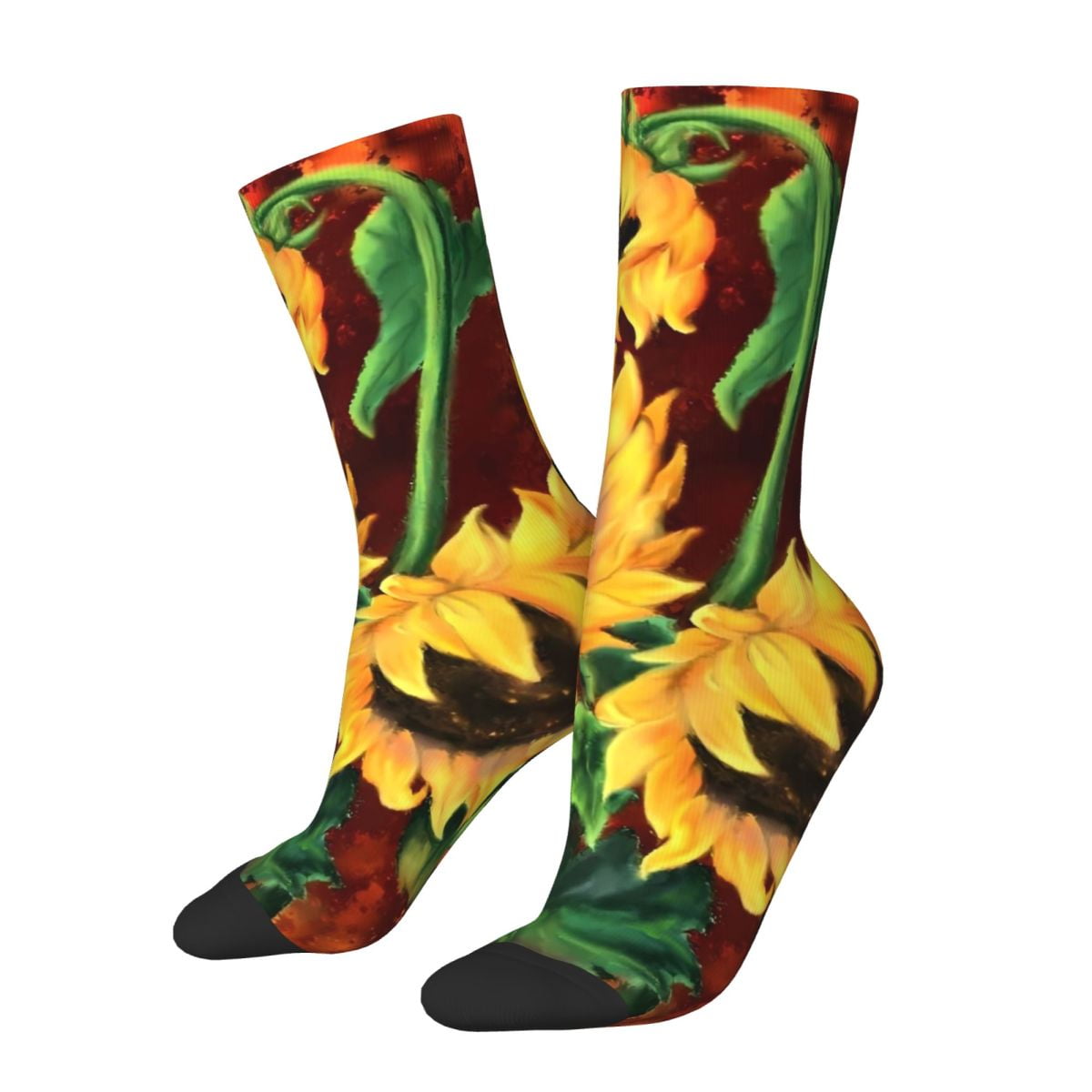 Abstract Sunflower Socks Green Skulls rint Gothic Stockings Autumn Anti ...