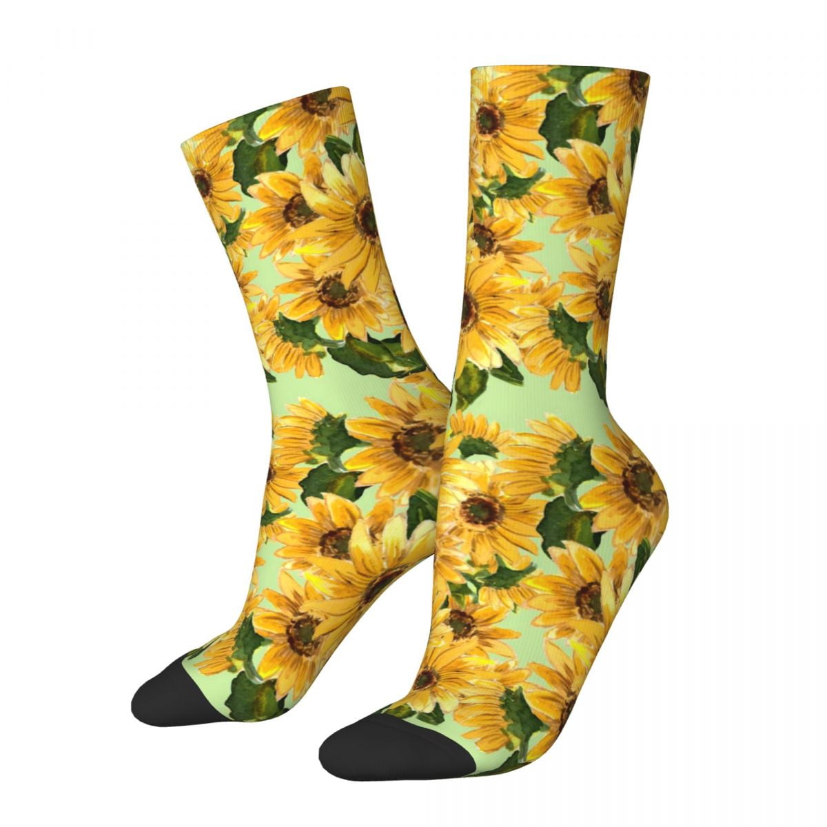 Abstract Sunflower Stockings Female Striped Print Socks Soft Kawaii ...