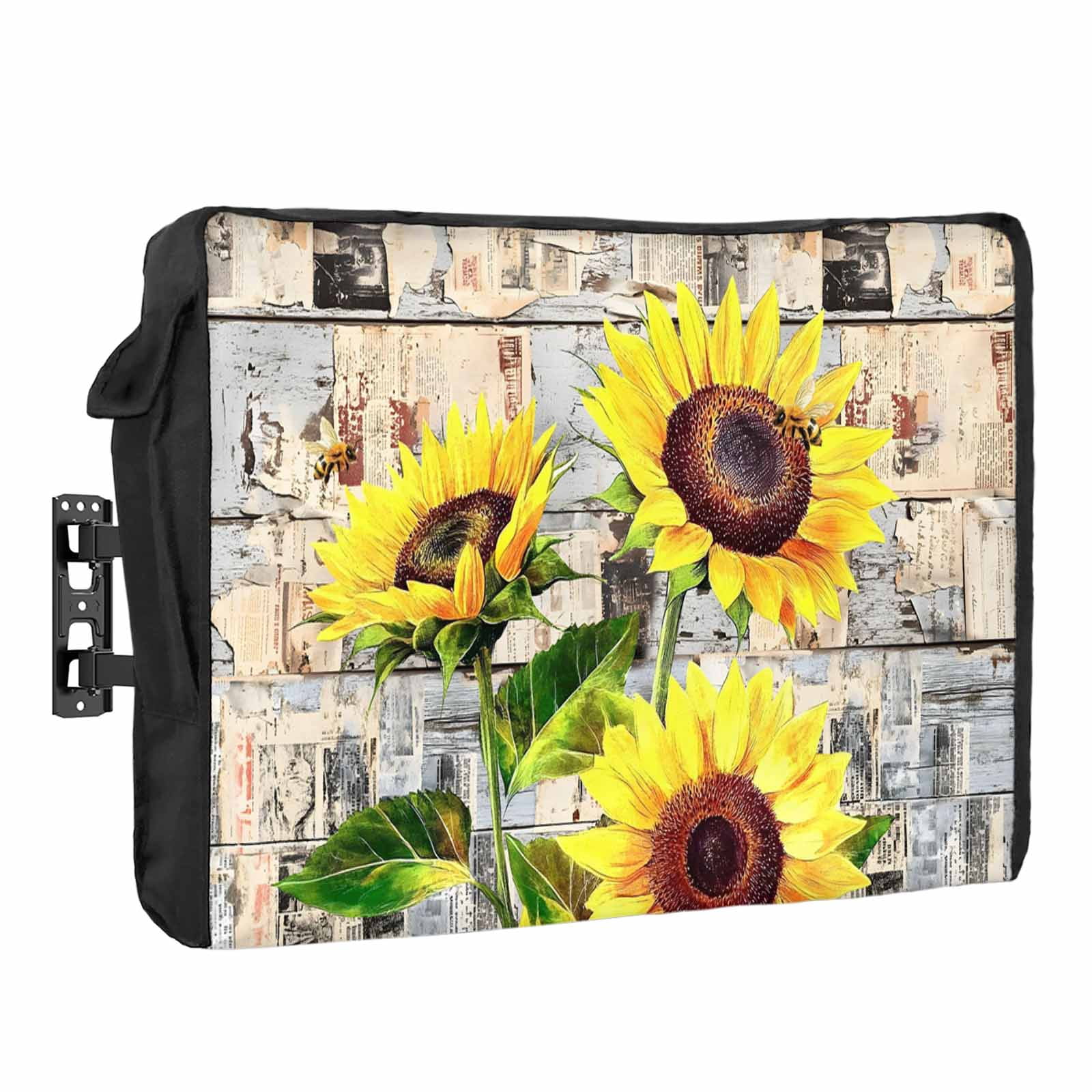 Abstract Sunflower Waterproof Outdoor TV Cover, Watercolor Flower Leaf ...