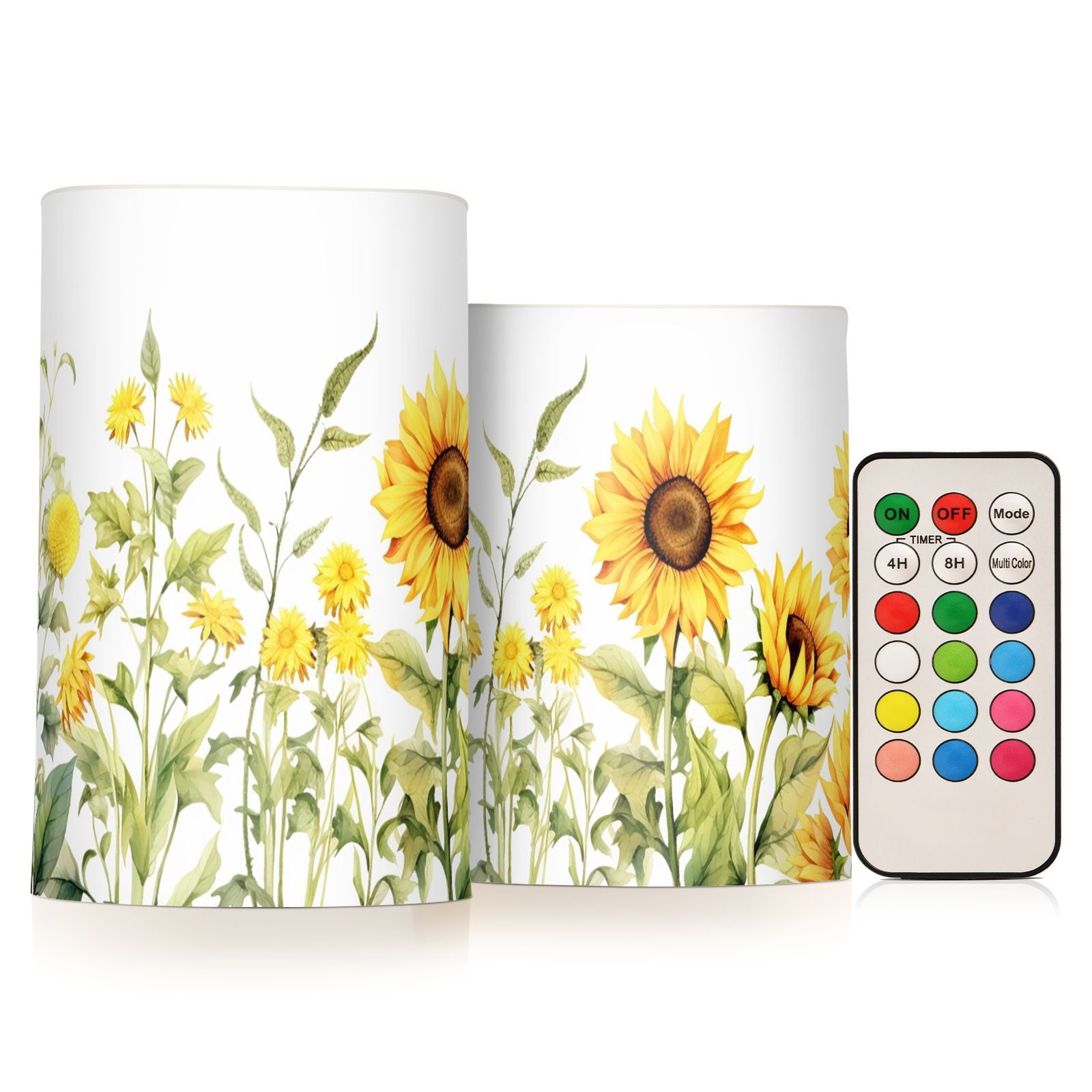 Abstract Sunflowers with Leaves 2 PCS LED Flickering Flameless Candles ...