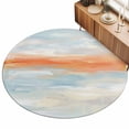 Abstract Sunset 3.3ft Non Slip Round Area Rug Orange Blue Gradient Oil ...
