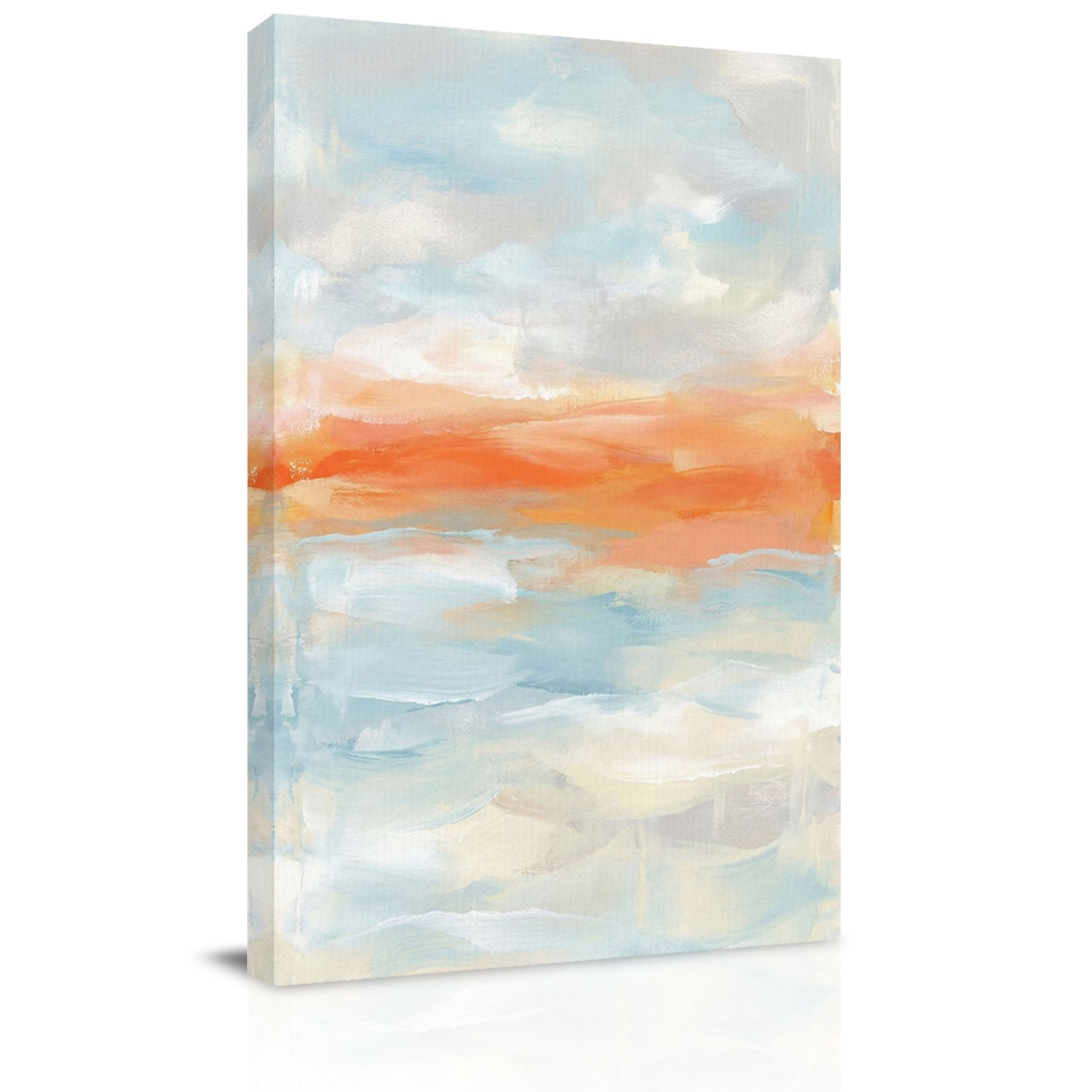 Abstract Sunset Canvas Wall Art for Living Room, Orange Blue Gradient ...