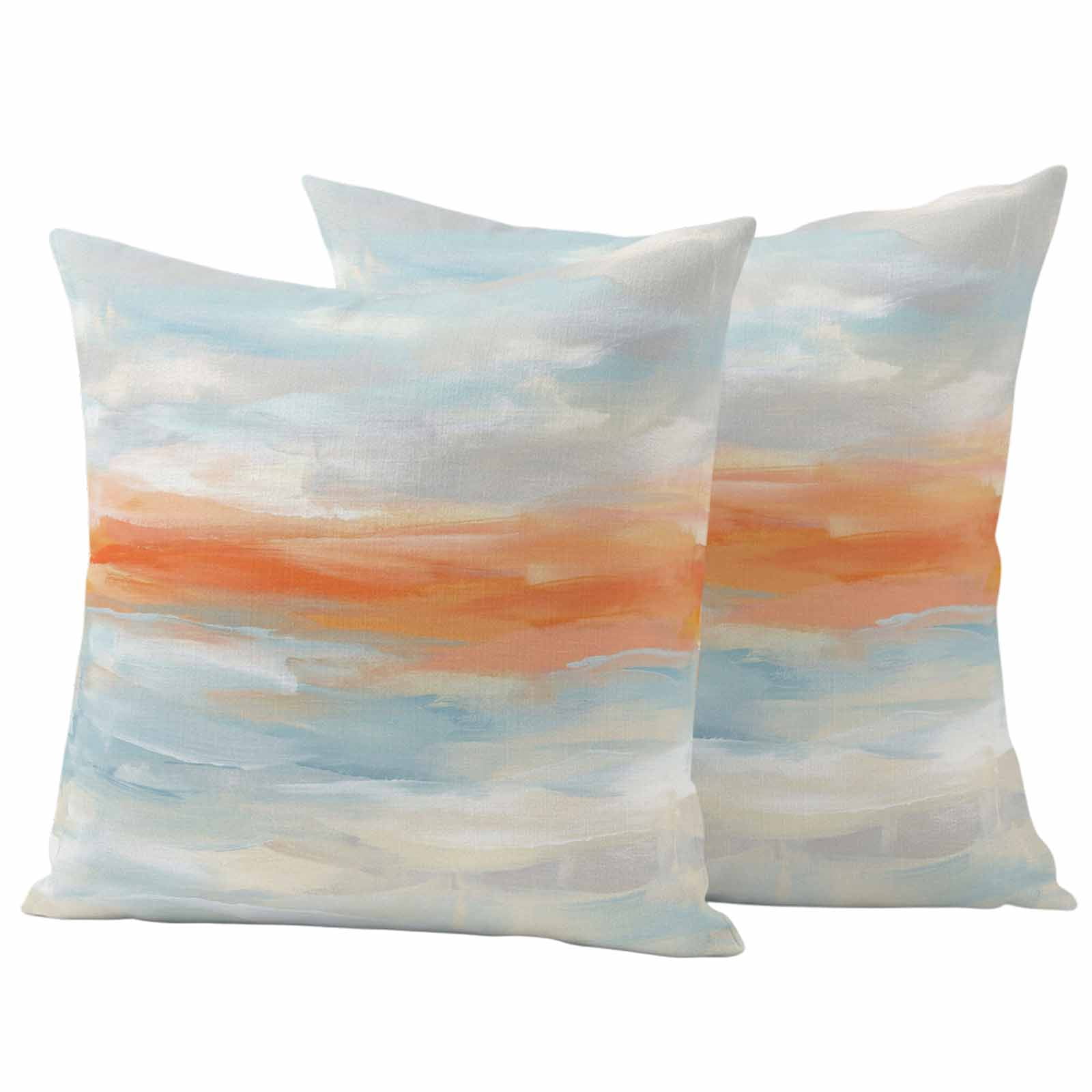 Abstract Sunset Outdoor Pillow Covers Set of 2 Orange Blue Gradient Oil ...