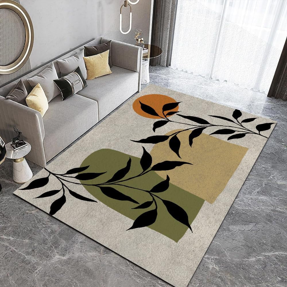 Abstract Sunset Plant Mountain Bohemian Washable Rug Rectangular Area ...