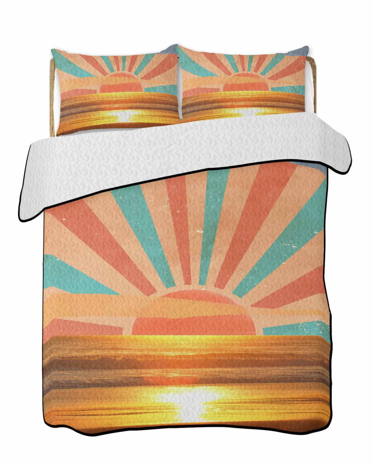 Abstract Sunset Quilts Bedding Set California King Seaside Orange ...