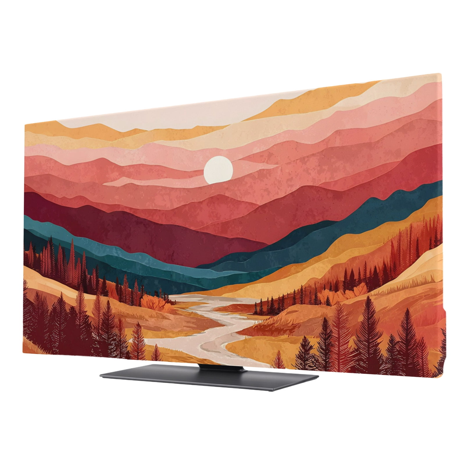 Abstract Sunset TV Cover for 40 Inch Screen,Stretch Fabric Dustproof TV ...