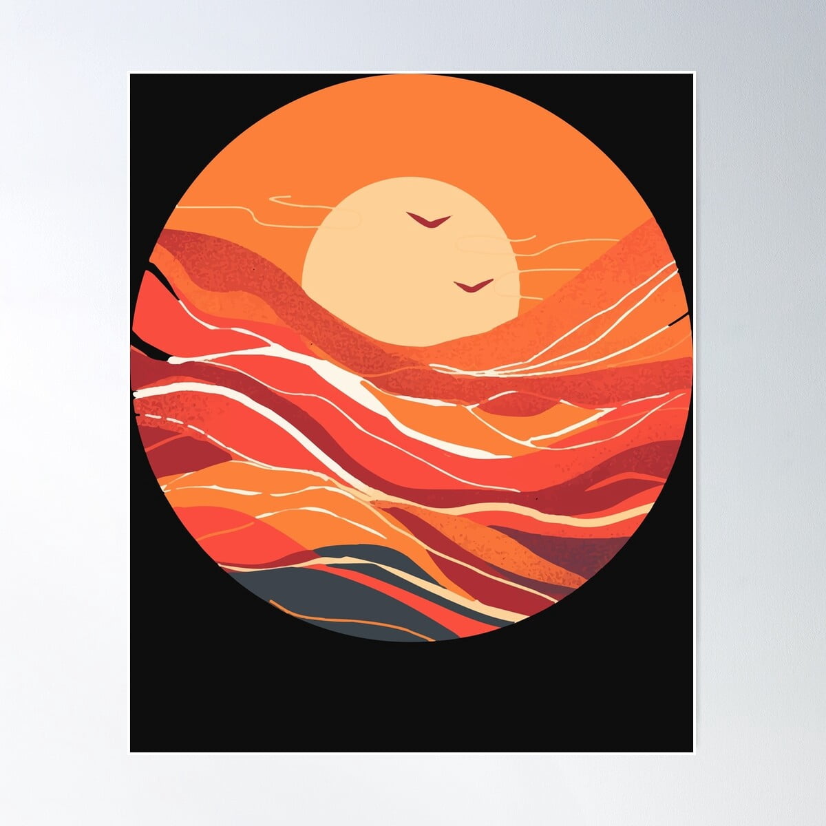 Abstract Sunset Waves – Warm Earthy Landscape Poster Wall Art, Modern ...
