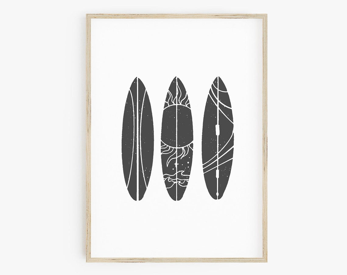 Abstract Surfboard Print, Large Poster, Surf Wall Art Print, Beach ...