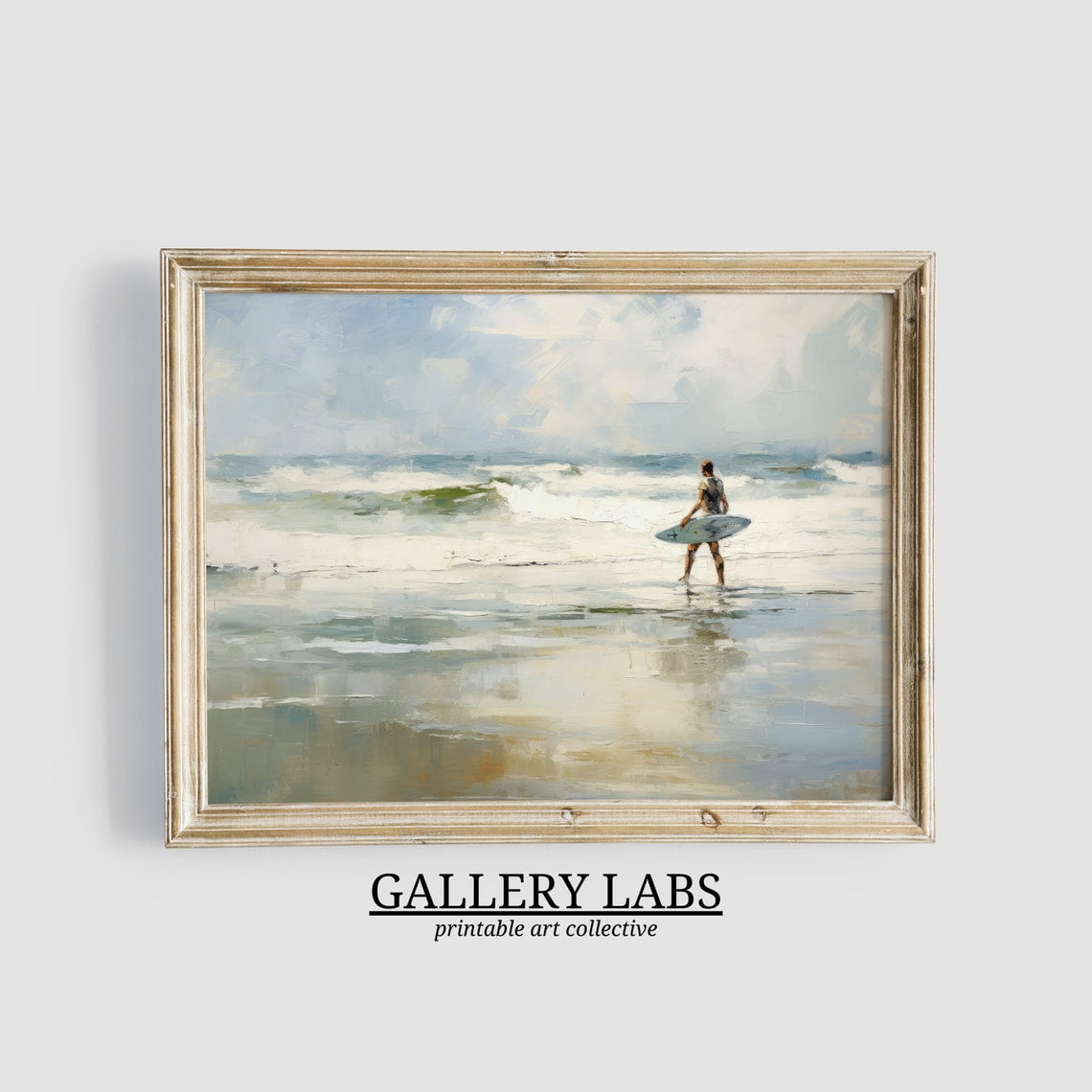 Abstract Surfing Coastal Painting Wall Art Vintage Ocean Print Able ...
