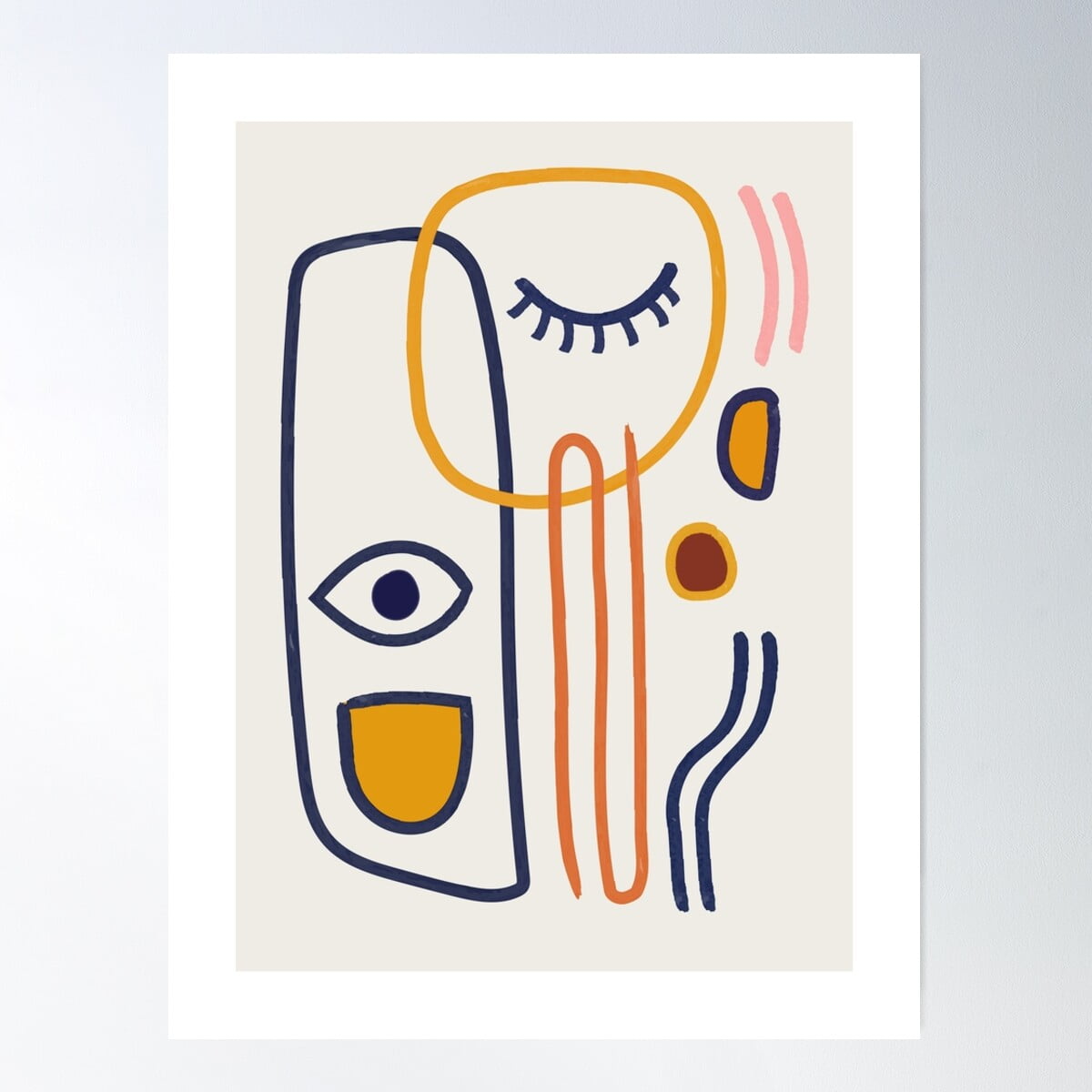 Abstract Surrealist Colorful Face Art Poster Wall Art Modern Wall Decor ...