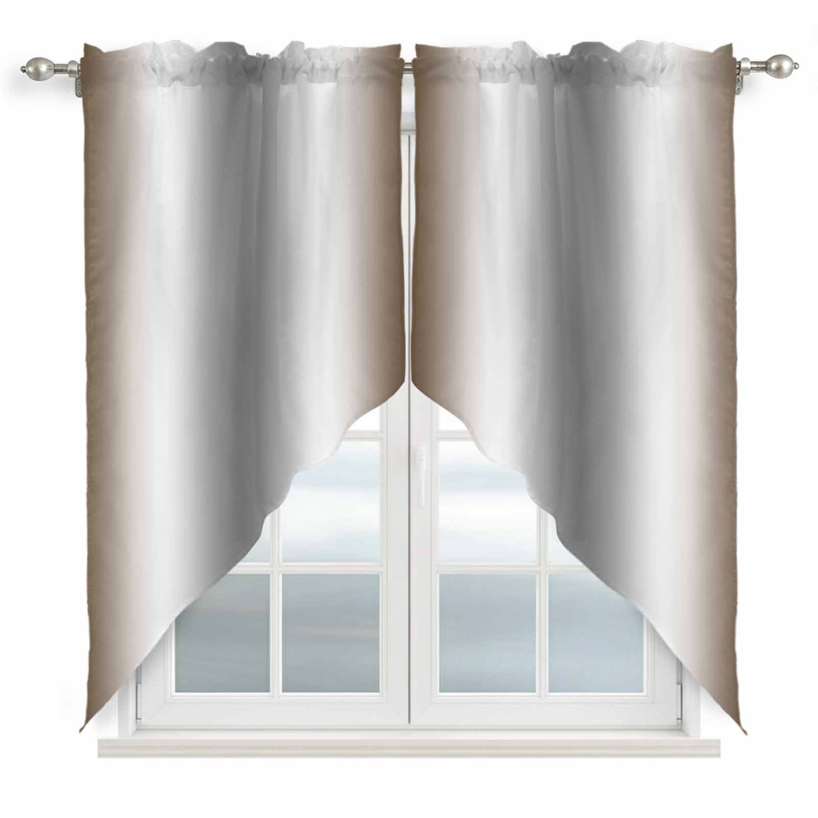 Abstract Swag Curtain Valance for Window 2 Panels Brown Gray Gradient ...