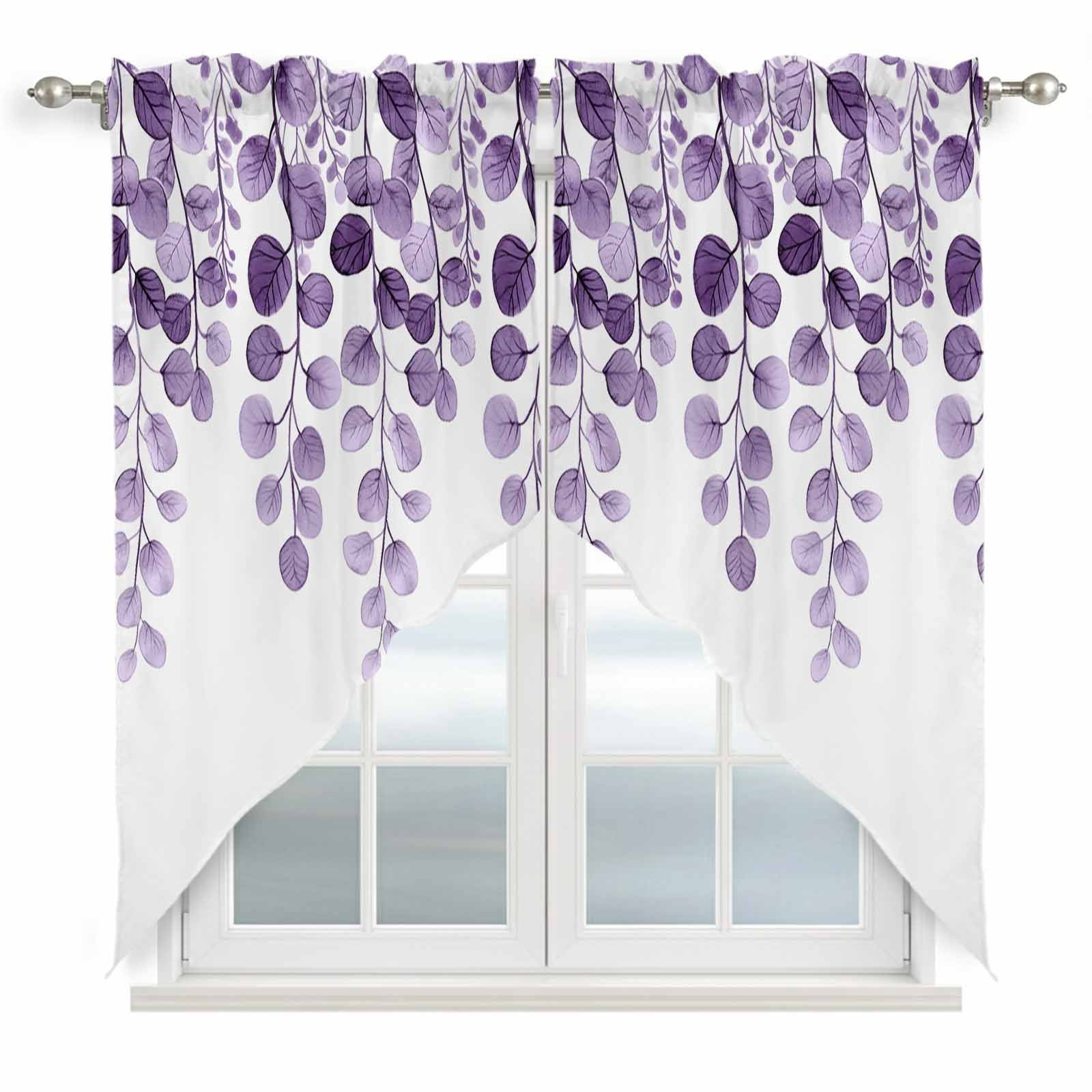 Abstract Swag Curtain Valance for Window 2 Panels Country Purple ...