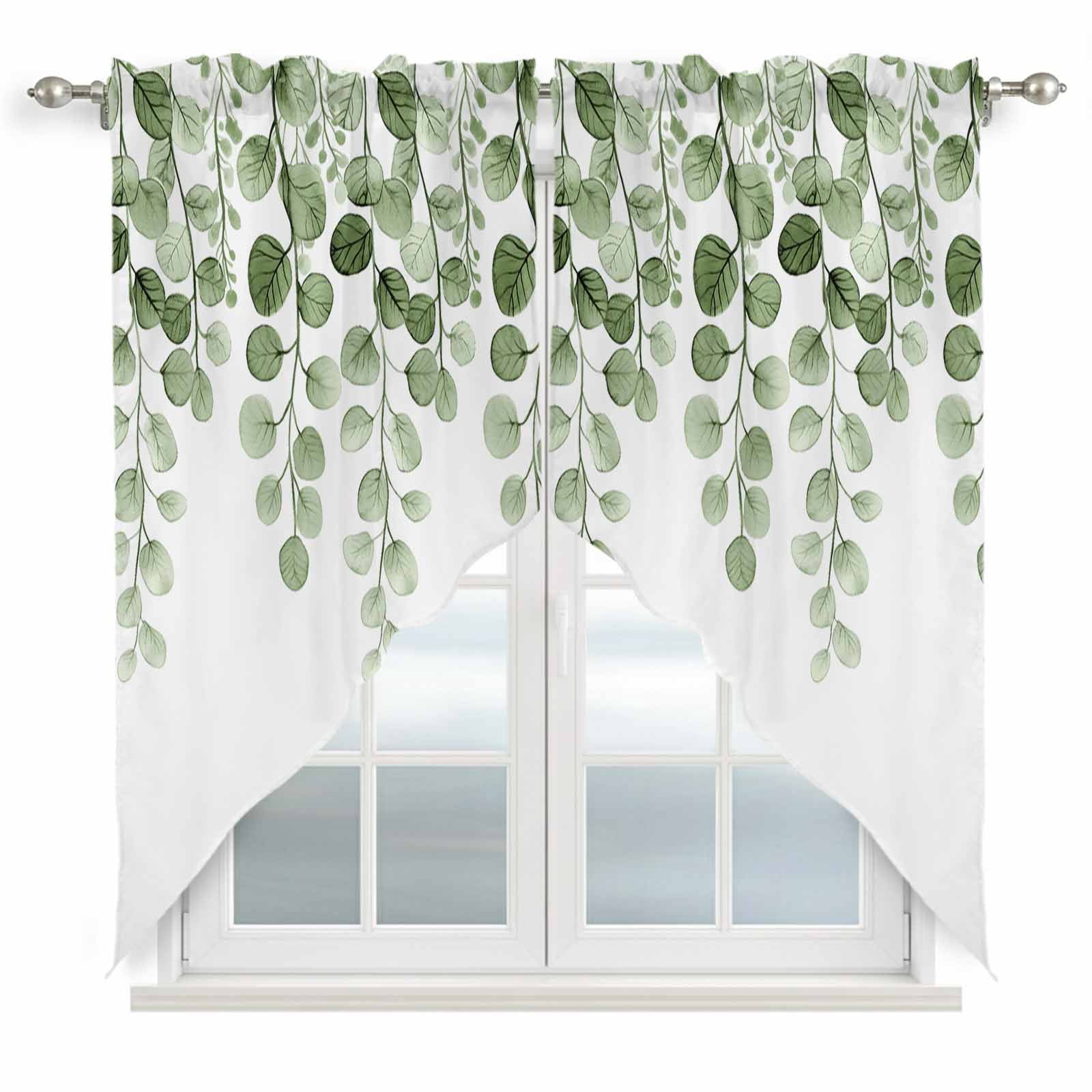 Abstract Swag Curtain Valance for Window 2 Panels Country Sage Green ...