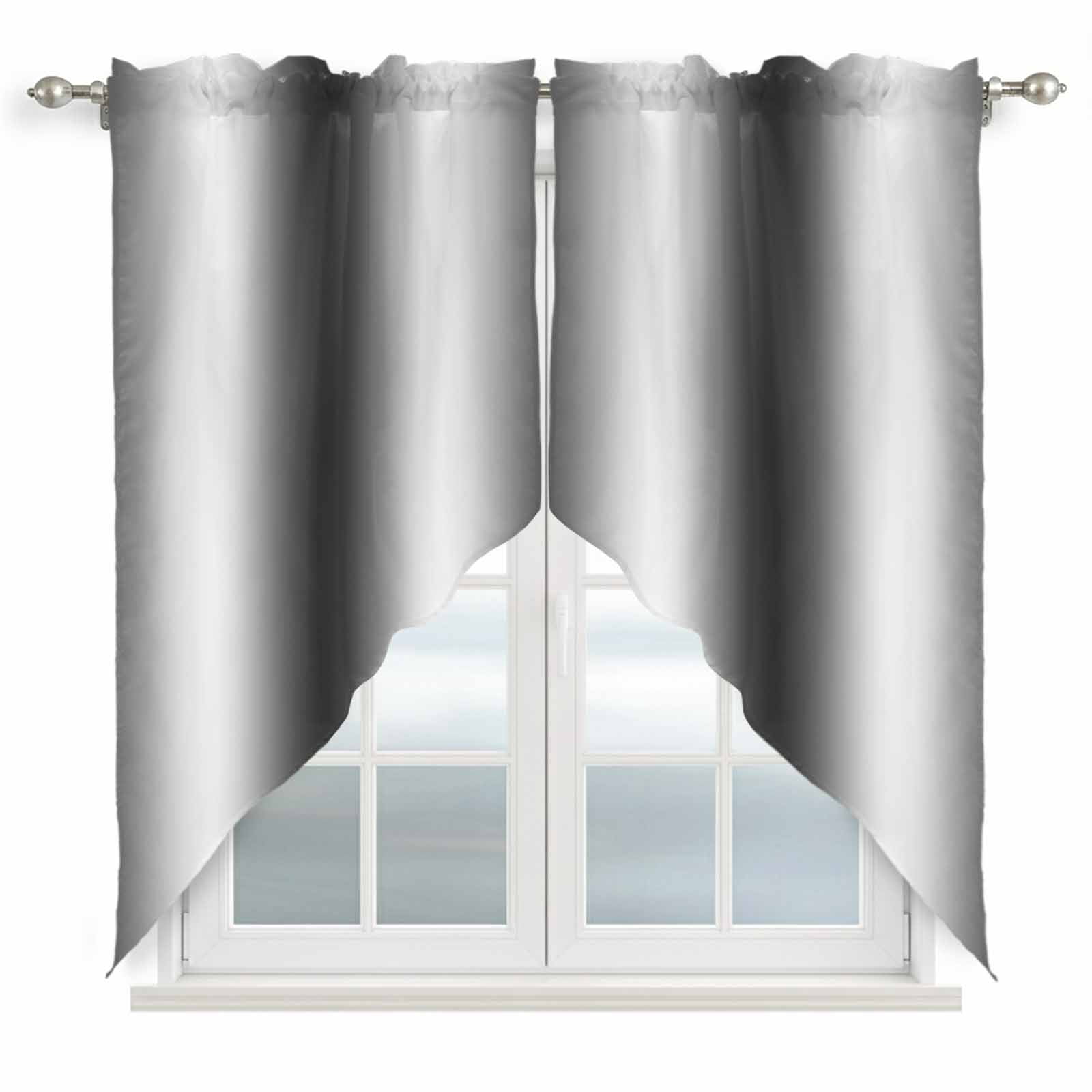 Abstract Swag Curtain Valance for Window 2 Panels Dark Gray White ...