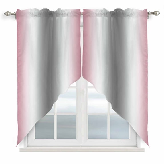 Abstract Swag Curtain Valance for Window 2 Panels Gray Pink Gradient ...
