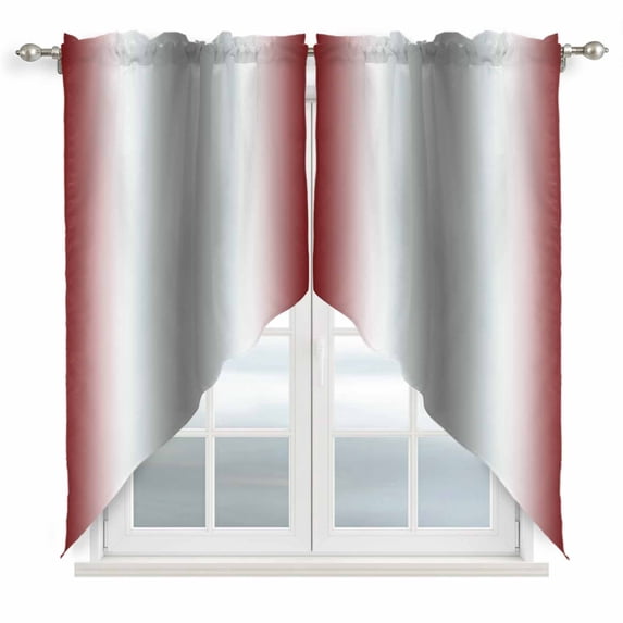 Abstract Swag Curtain Valance for Window 2 Panels Gray Red Gradient ...