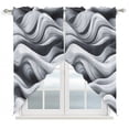 Abstract Swag Curtain Valance for Window 2 Panels Gray and White Wave ...