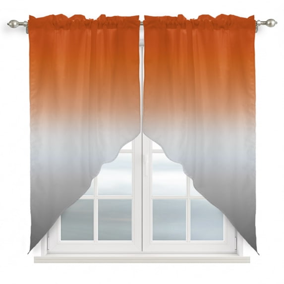 Abstract Swag Curtain Valance for Window 2 Panels Orange Grey Gradient ...