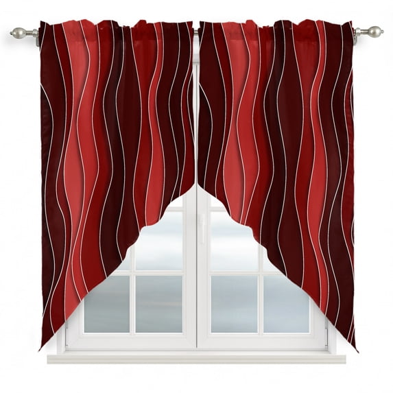 Abstract Swag Curtain Valance for Window 2 Panels Red Gradient Waves ...