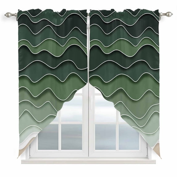 Abstract Swag Curtain Valance for Window 2 Panels Sage Green Brown ...