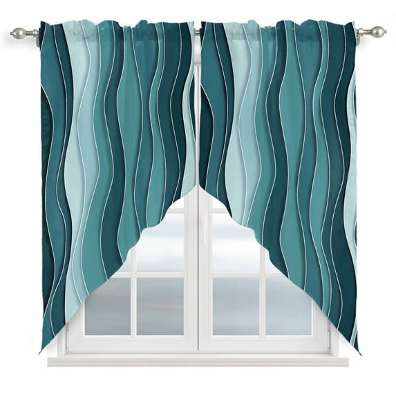 Abstract Swag Curtain Valance for Window 2 Panels Turquoise Gradient ...
