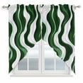 Abstract Swag Curtain Valance for Window 2 Panels Wavy Lines Green and ...