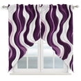 Abstract Swag Curtain Valance for Window 2 Panels Wavy Lines Purple and ...
