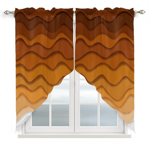 Abstract Swag Curtain Valance for Window 2 Panels Yellow White Gradient ...