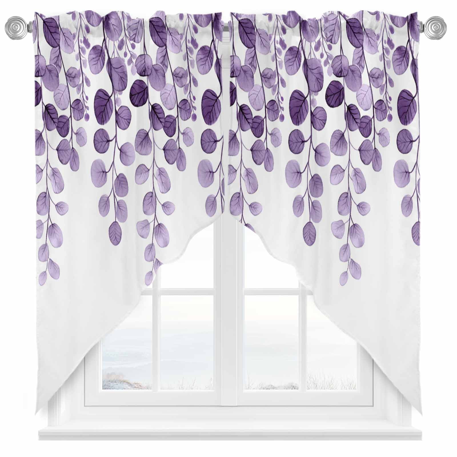 Abstract Swag Curtain Valance for Windows, Country Purple Eucalyptus ...