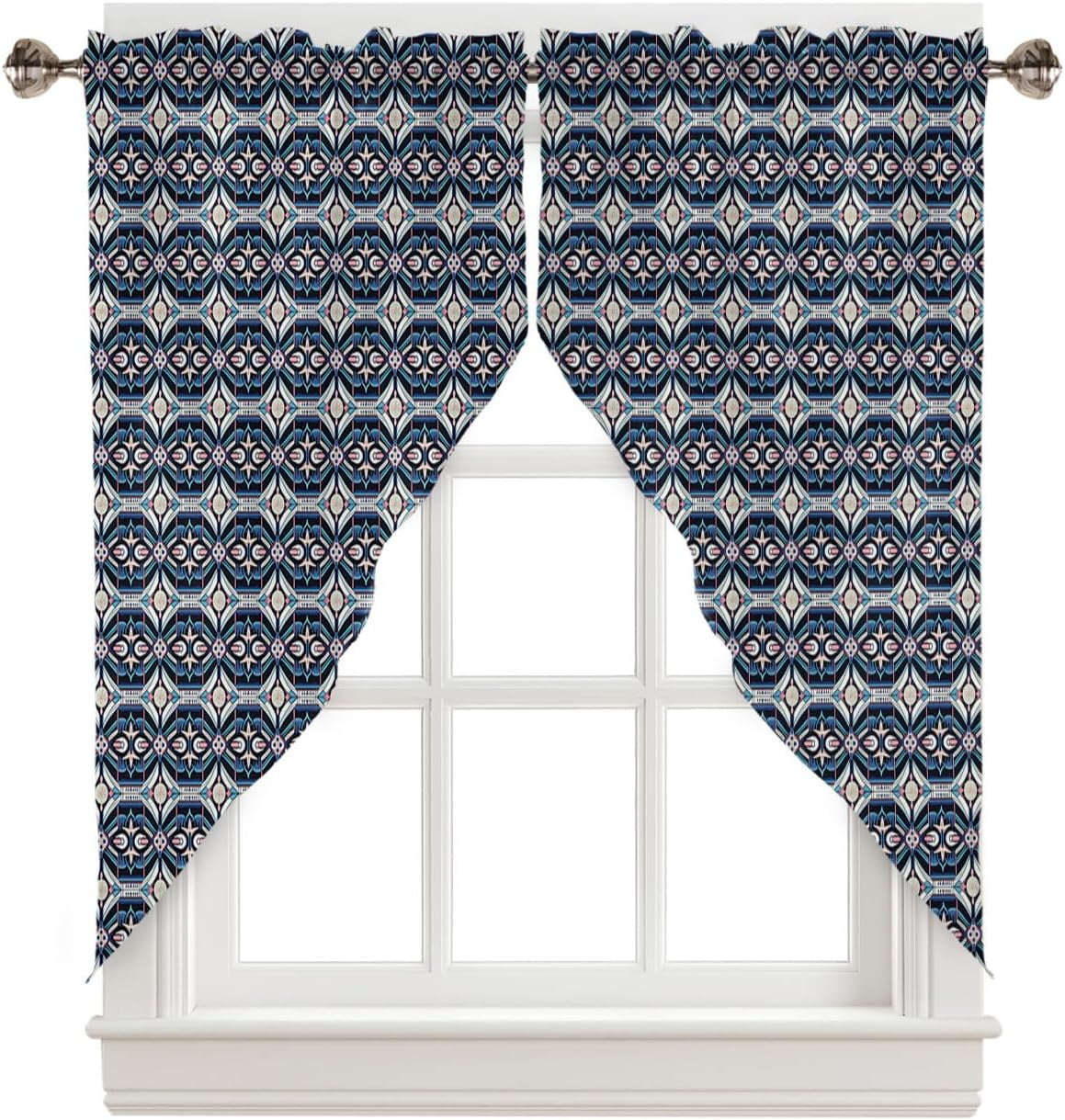Abstract Swag Valance Curtains Geometric Lines Texture Rod Pocket ...
